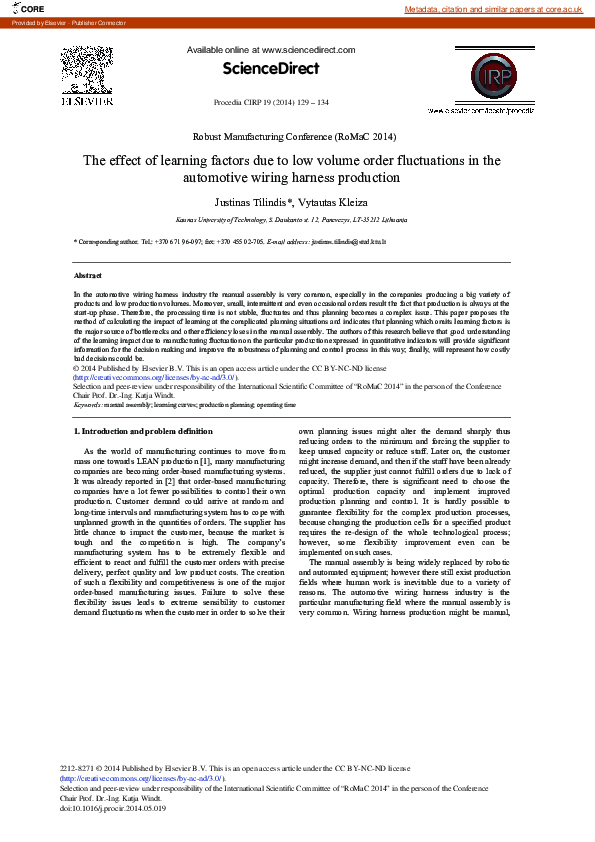 (PDF) The Effect of Learning Factors due to Low Volume Order ...