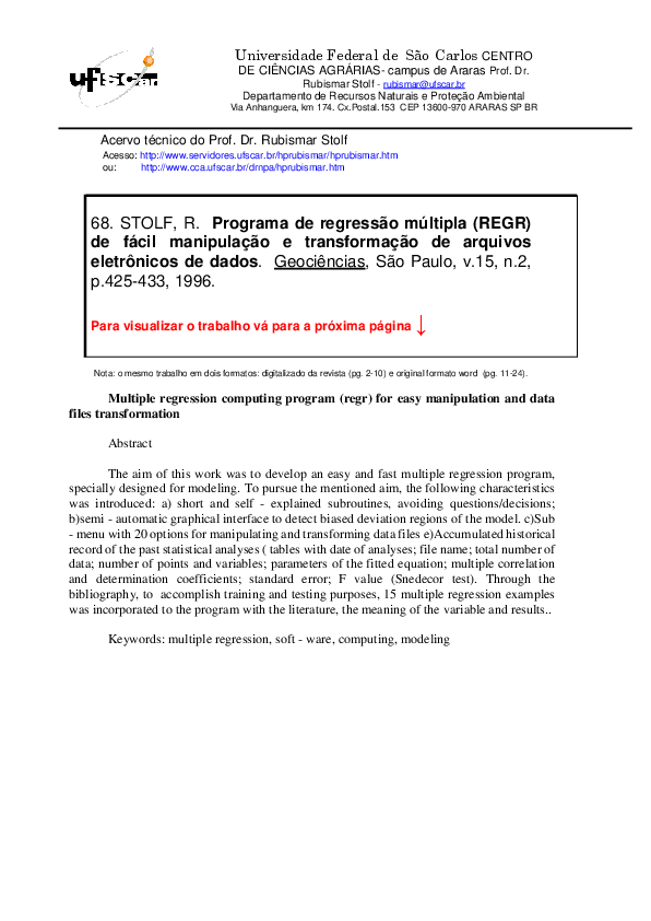 (PDF) Programa de regressao múltipla (REGR) de fácil manipulaçao e ...