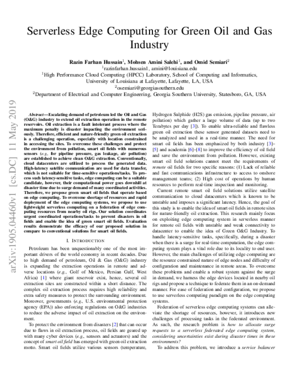 (PDF) Serverless Edge Computing for Green Oil and Gas Industry