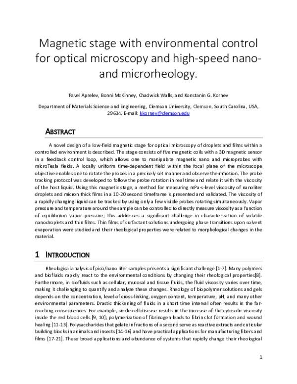 (PDF) Magnetic stage with environmental control for optical microscopy ...