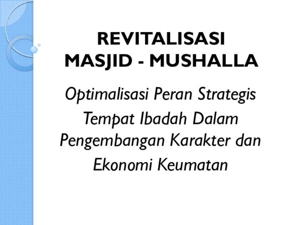 (PDF) REVITALISASI MUSHALLA DAN MASJID
