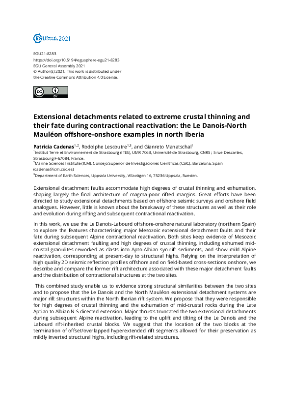 (PDF) Extensional detachments related to extreme crustal thinning and ...