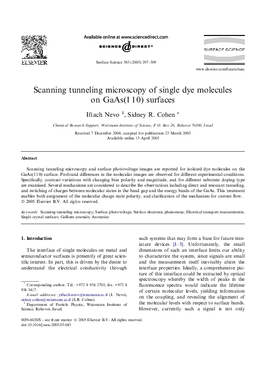 (PDF) Scanning tunneling microscopy of single dye molecules on GaAs(110 ...