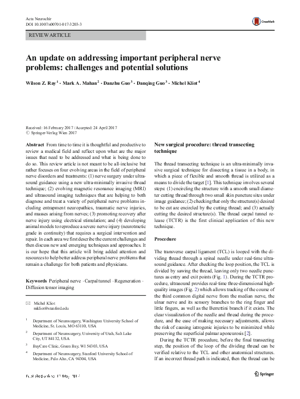 (PDF) An update on addressing important peripheral nerve problems ...
