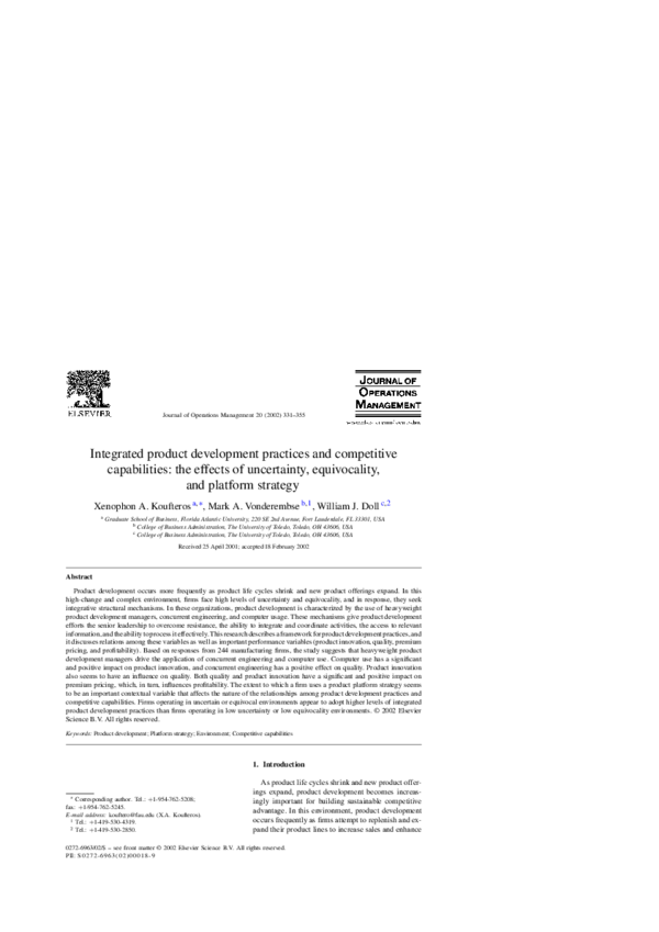 (PDF) Integrated product development practices and competitive ...