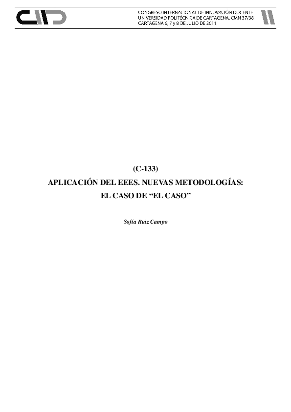 (PDF) Aplicación del EEES. Nuevas tecnologías: el caso de "el caso