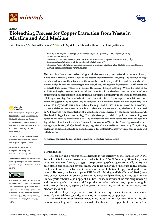 (PDF) Bioleaching Process for Copper Extraction from Waste in Alkaline ...