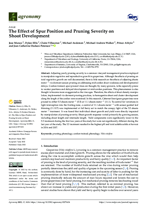 (PDF) The Effect of Spur Position and Pruning Severity on Shoot Development