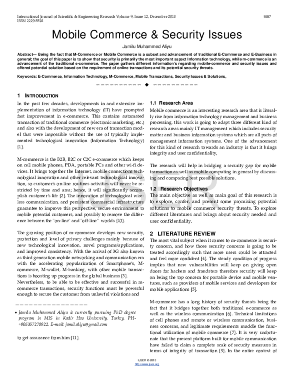 Pdf Mobile Commerce And Security Issues