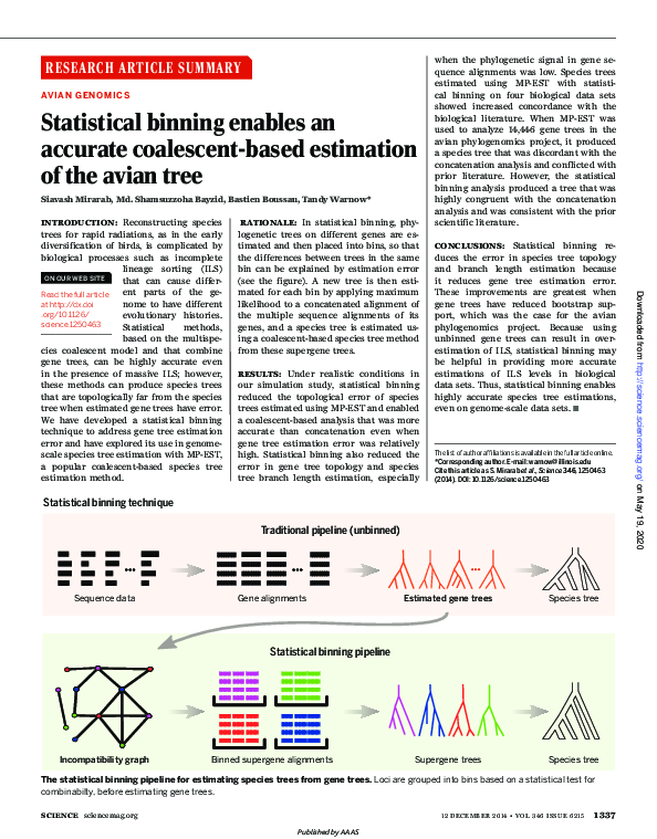 Pdf Statistical Binning Enables An Accurate Coalescent Based Estimation Of The Avian Tree