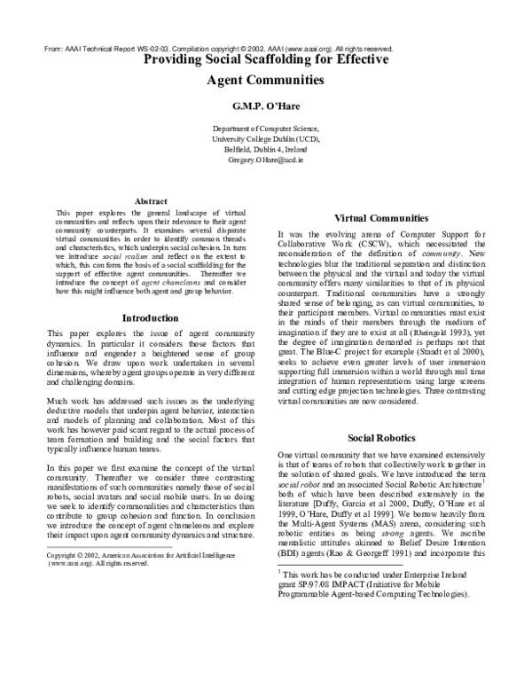 (PDF) Providing social scaffolding for effective agent communities ...