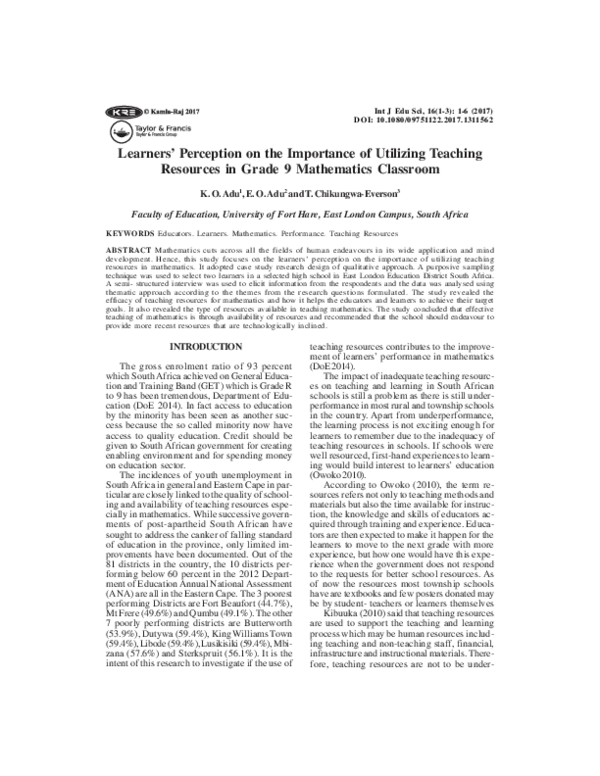 (PDF) Procedural Knowledge and Students’ Academic Achievement in Map Work