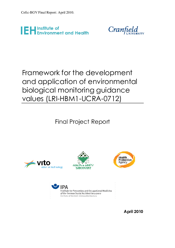 (PDF) Framework for the development and application of environmental ...