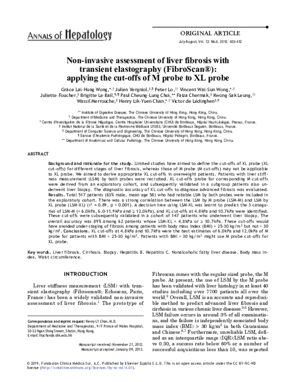 (PDF) Non-invasive assessment of liver fibrosis with impulse elastography: Comparison of ...