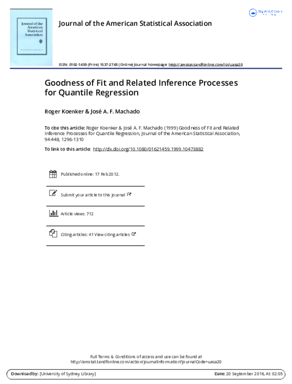 (PDF) Goodness of Fit and Related Inference Processes for Quantile Regression