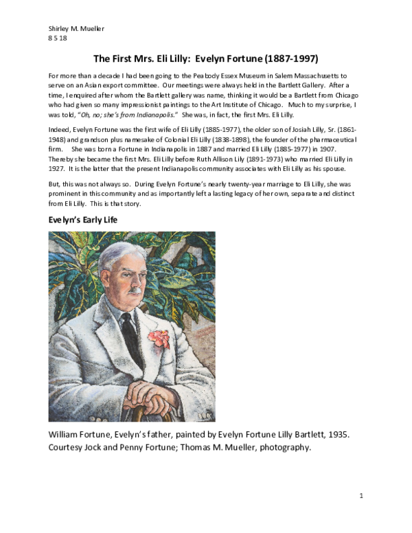 (PDF) The First Mrs. Eli Lilly: Evelyn Fortune from Indianapolis (1887 ...