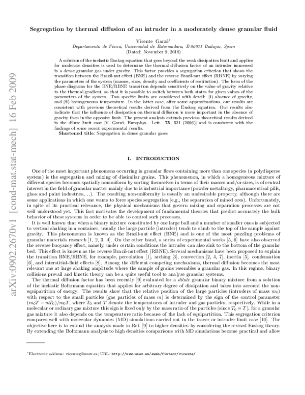 Pdf Segregation By Thermal Diffusion In Moderately Dense Granular Mixtures