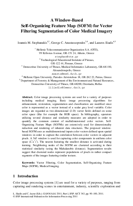 Pdf A Window Based Self Organizing Feature Map Sofm For Vector Filtering Segmentation Of 7711