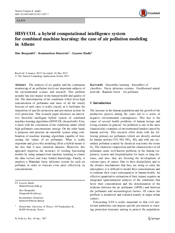 (PDF) HISYCOL a hybrid computational intelligence system for combined machine learning: the case ...