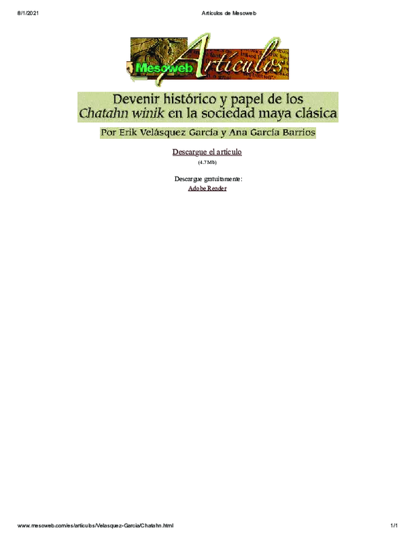 (PDF) Devenir histórico y papel de los Chatahn winik en la sociedad ...