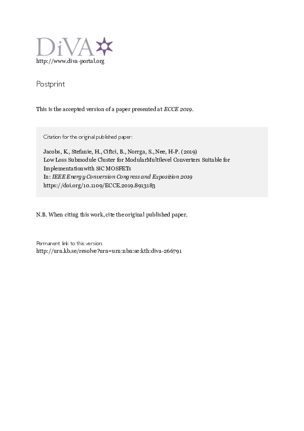 (PDF) Low Loss Submodule Cluster for Modular Multilevel Converters ...