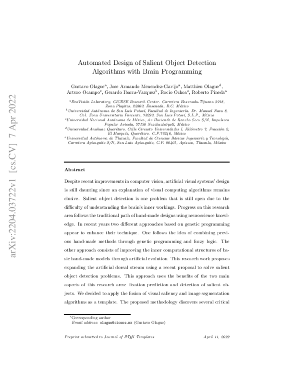(PDF) Automated Design of Salient Object Detection Algorithms with Brain Programming