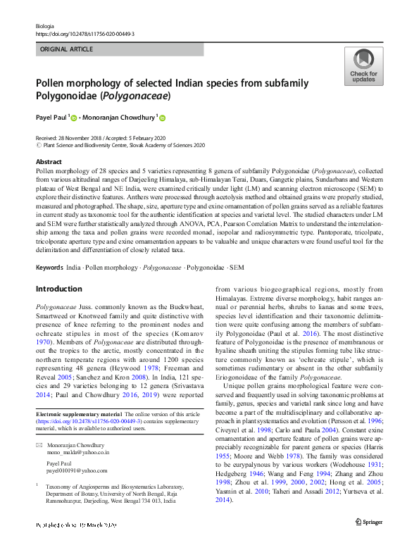 (PDF) Pollen morphology of selected Indian species from subfamily ...