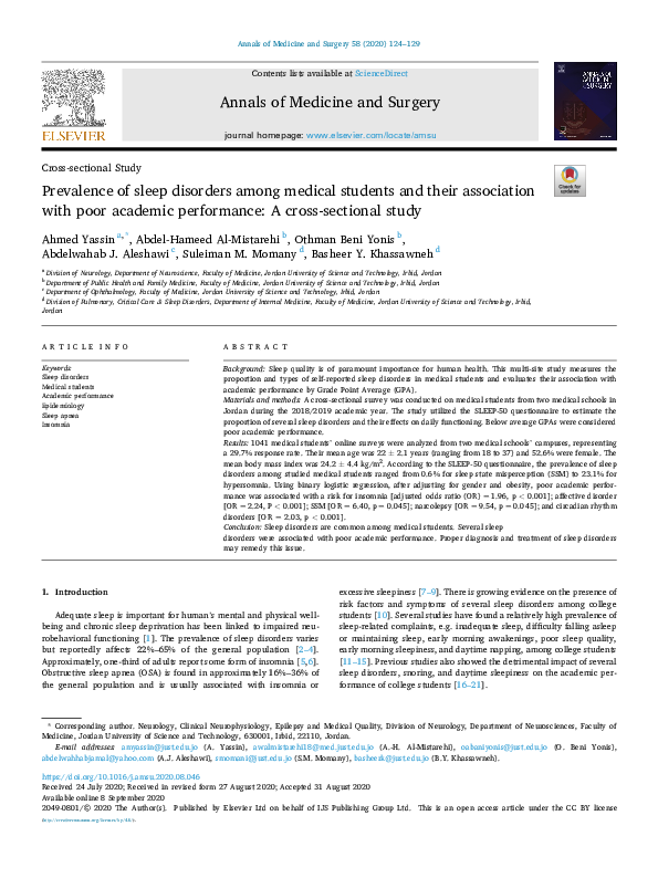 (PDF) Prevalence of sleep disorders among medical students and their ... (PDF) Prevalence of sleep disorders among medical students and their ...