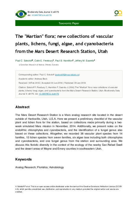 (PDF) The "Martian" flora: new collections of vascular plants, lichens ...