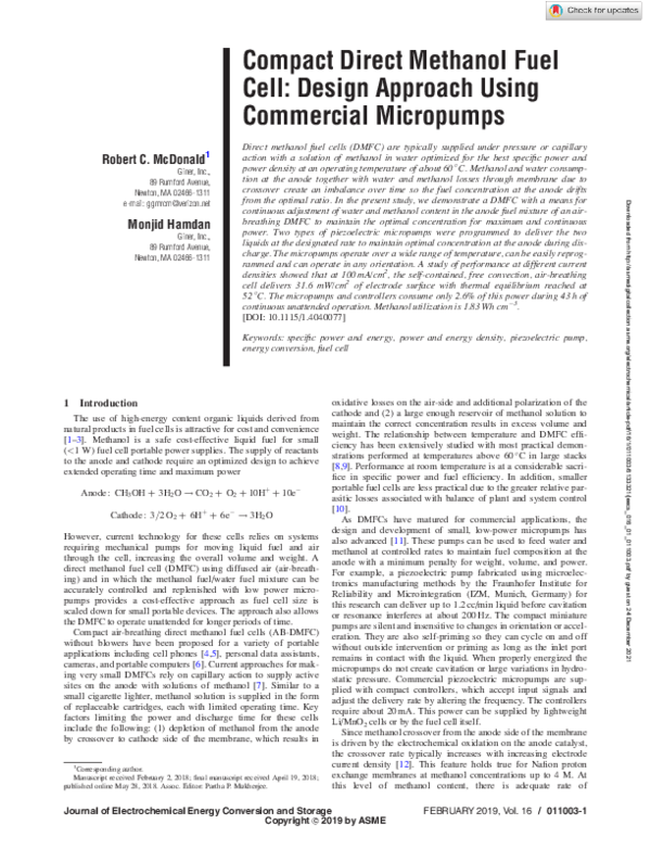 (PDF) Compact Direct Methanol Fuel Cell: Design Approach Using ...