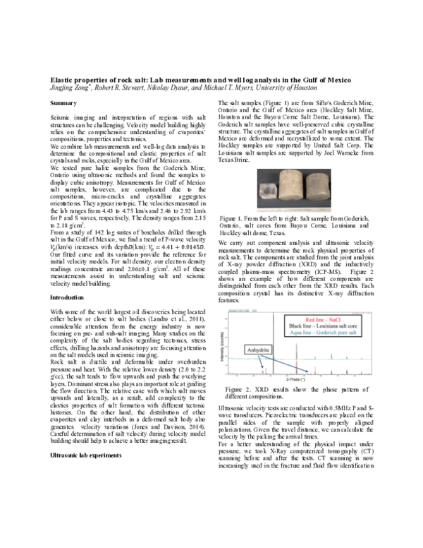 (PDF) Elastic properties of rock salt: Lab measurements and well log ...