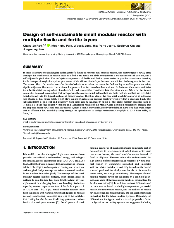 (PDF) Design of self-sustainable small modular reactor with multiple ...