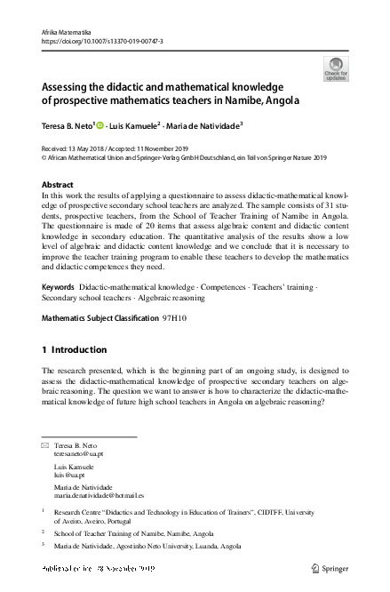 (PDF) Assessing Prospective Math Teachers' Knowledge