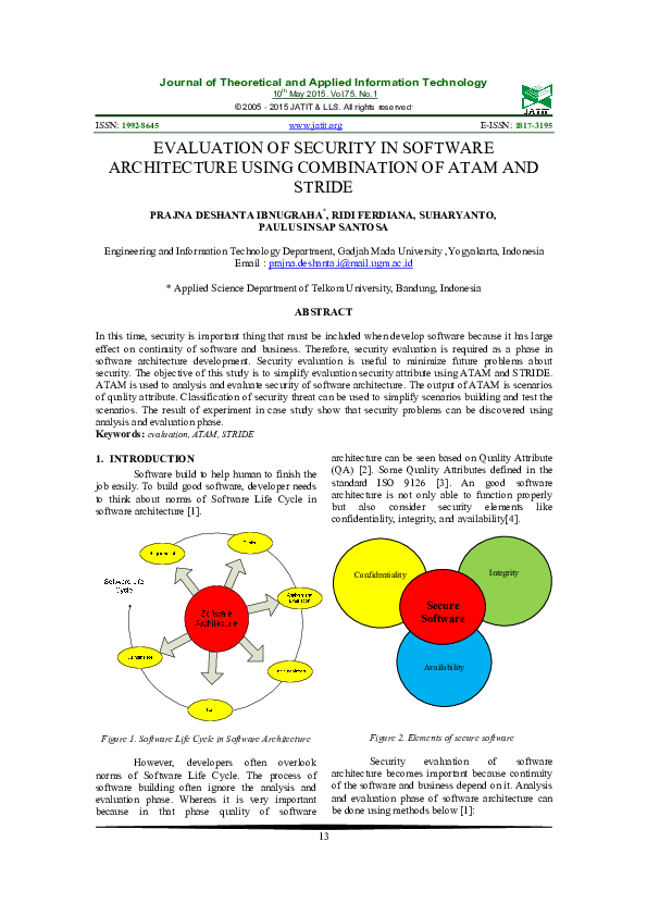 (PDF) Evaluation of Security in Software Architecture Using Combination ...