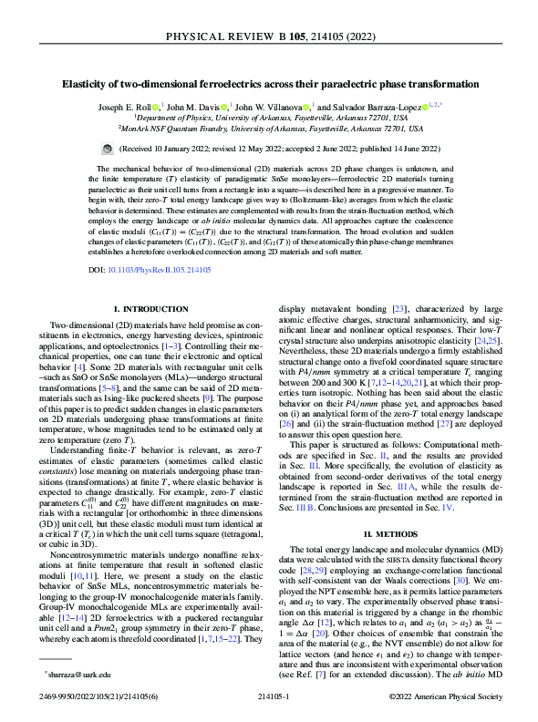 (PDF) Elasticity of two-dimensional ferroelectrics across their ...