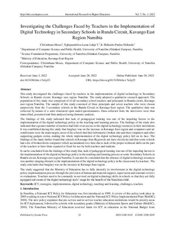 (PDF) Investigating the Challenges Faced by Teachers in the ...