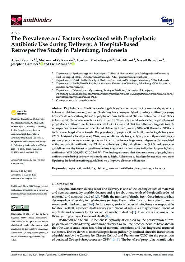 (PDF) The Prevalence and Factors Associated with Prophylactic Antibiotic Use during Delivery: A ...