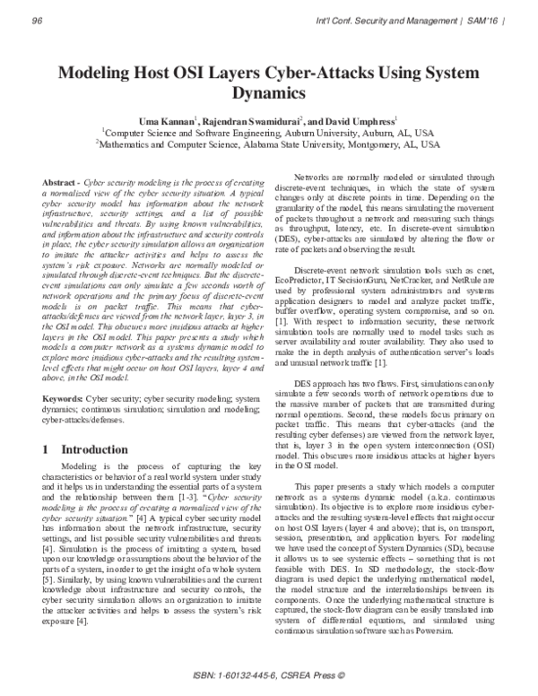 (PDF) Modeling Host OSI Layers CyberAttacks Using System Dynamics