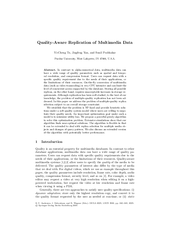 (PDF) Quality-Aware Replication of Multimedia Data