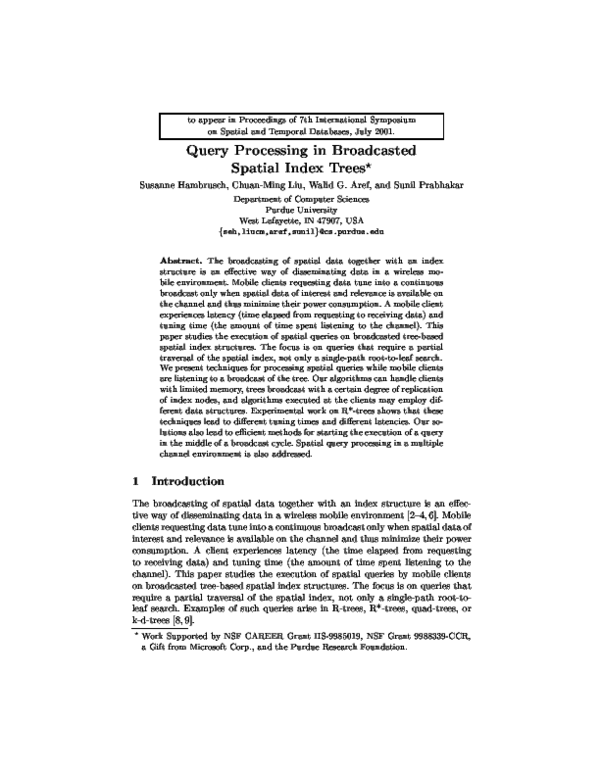 (PDF) Query Processing in Broadcasted Spatial Index Trees