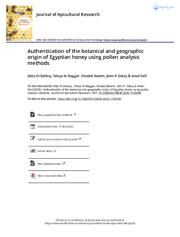 (PDF) Authentication of the botanical and geographic origin of Egyptian ...