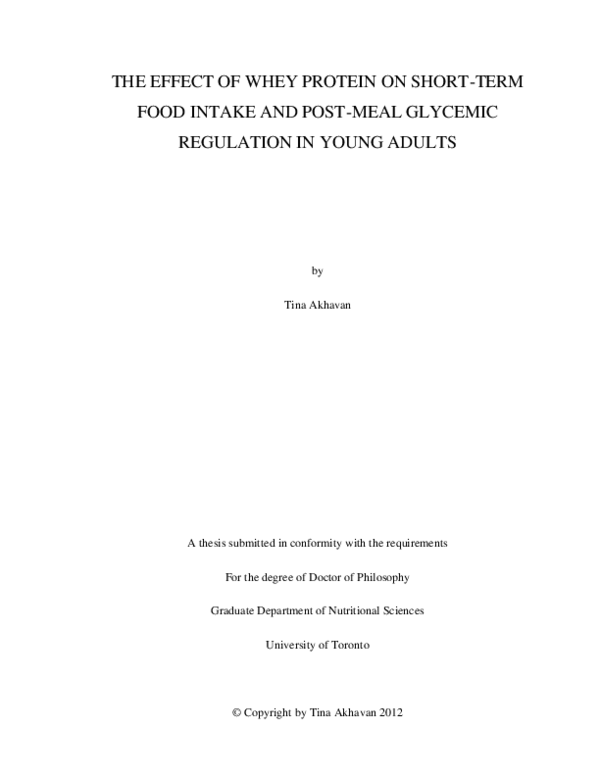 (PDF) The Effect of Whey Protein on Short-term Food Intake and Post ...