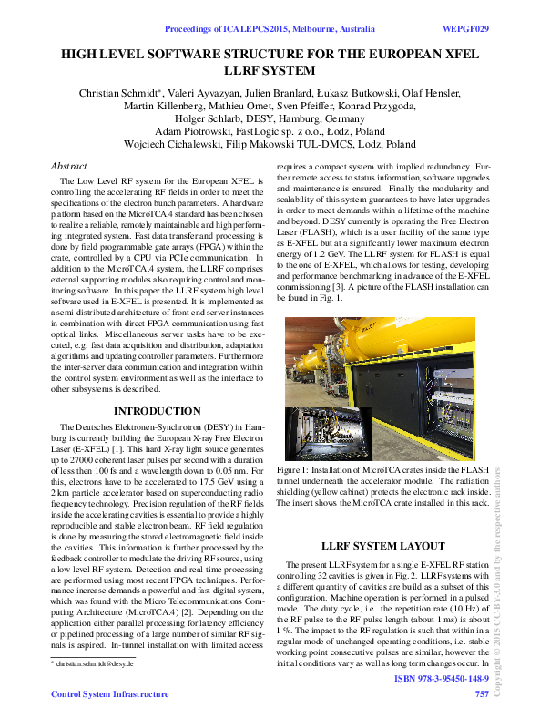 (PDF) High Level Software Structure for the European Xfel LLRF System