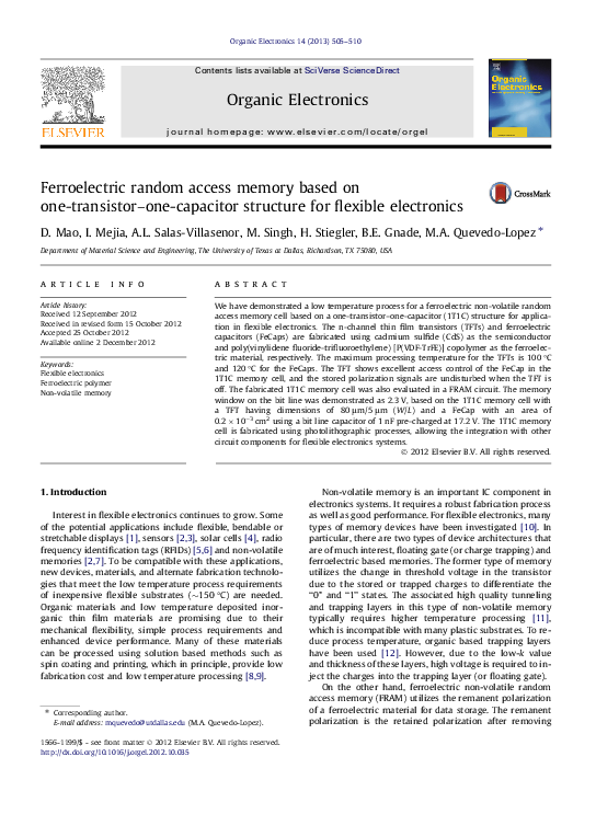 (PDF) Ferroelectric random access memory based on one-transistor–one ...