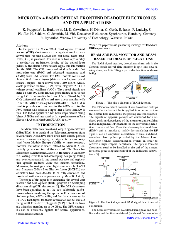 (PDF) MicroTCA.4 Based Optical Frontend Readout Electronics and its Applications