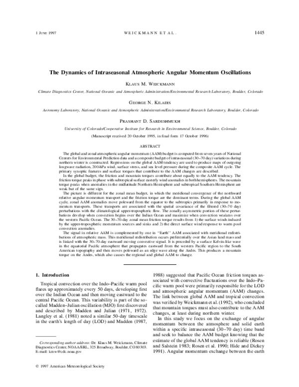 (PDF) The Dynamics of Intraseasonal Atmospheric Angular Momentum Oscillations