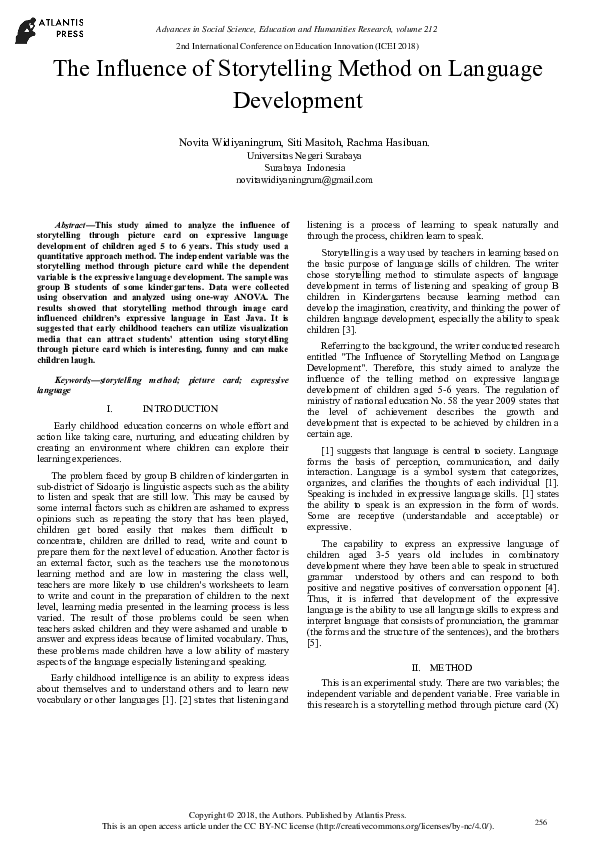 (PDF) The Influence of Storytelling Method on Language Development