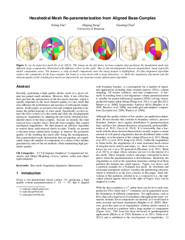(PDF) Hexahedral mesh re-parameterization from aligned base-complex
