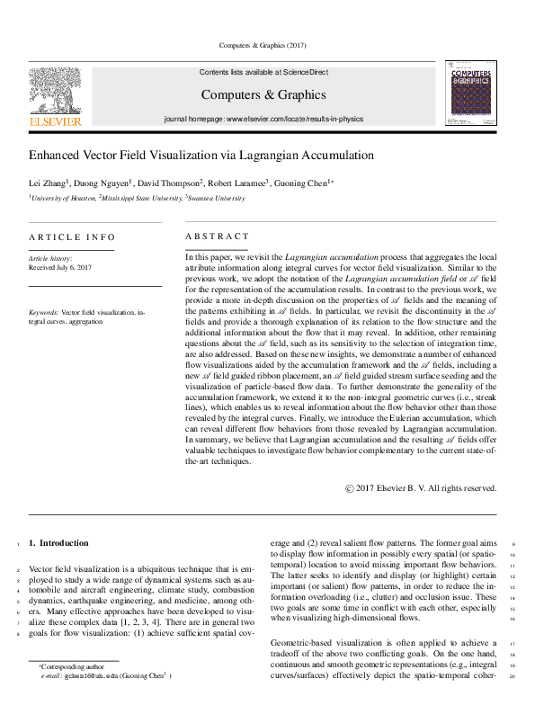 (PDF) Enhanced vector field visualization via Lagrangian accumulation