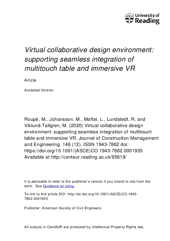 (PDF) Virtual Collaborative Design Environment: Supporting Seamless ...